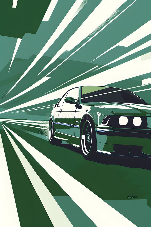 Green Car Racing through Dynamic Background with Speed and Energy Stock ...