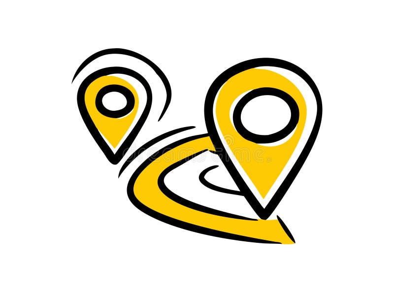 A Stylized Depiction Features a Map with a Large, Yellow Location Pin ...