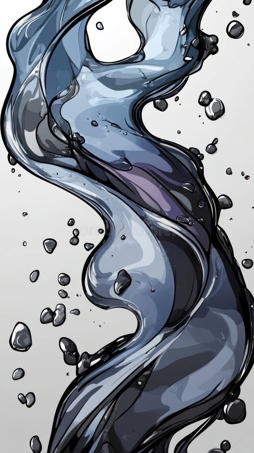 A Stylized Depiction of Flowing Liquid with Dynamic Movement and ...
