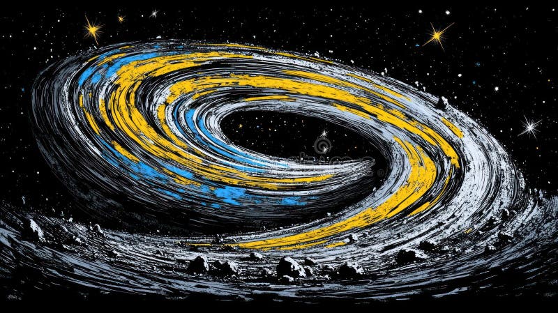 A Stylized Depiction of a Galaxy Swirling in Space with Vibrant Colors ...