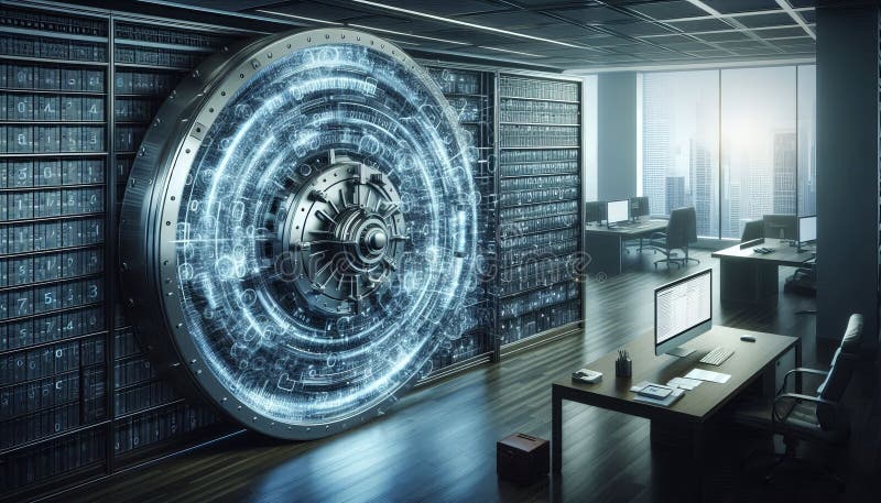 Digital Vault for Corporate Data Protection Stock Illustration ...