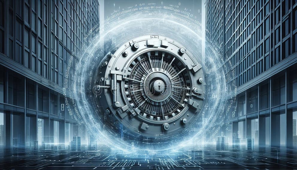 Digital Vault for Corporate Data Protection Stock Illustration ...