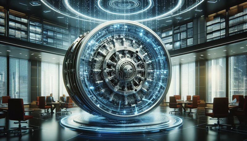Digital Vault for Corporate Data Protection Stock Illustration ...