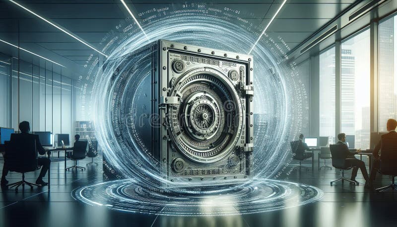 Digital Vault for Corporate Data Protection Stock Illustration ...