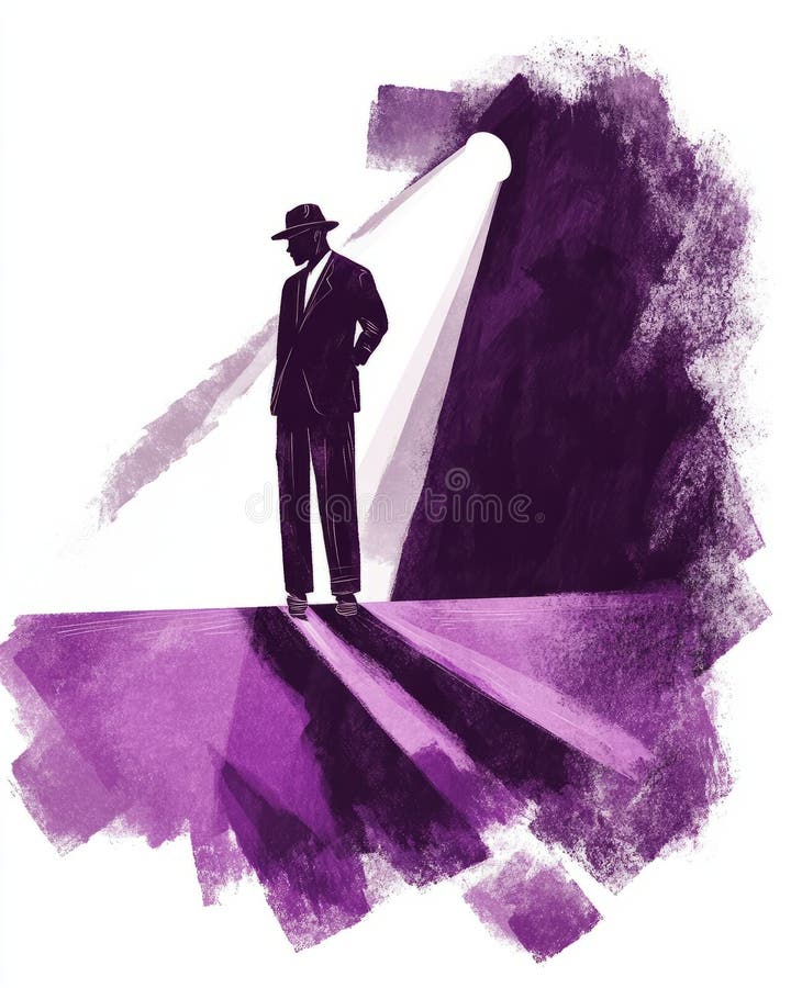 Jazz Singer Spotlight Illustration in Flat or Watercolor Style Stock ...