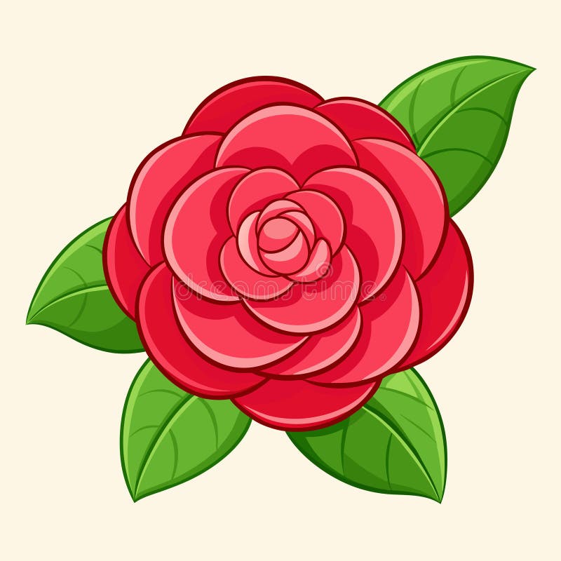 A Stylized Depiction of a Red Rose Flower Stock Illustration ...