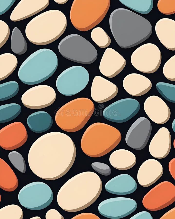 A Stylized Depiction of Smooth, Rounded Rocks in a Mix of Warm and Cool ...