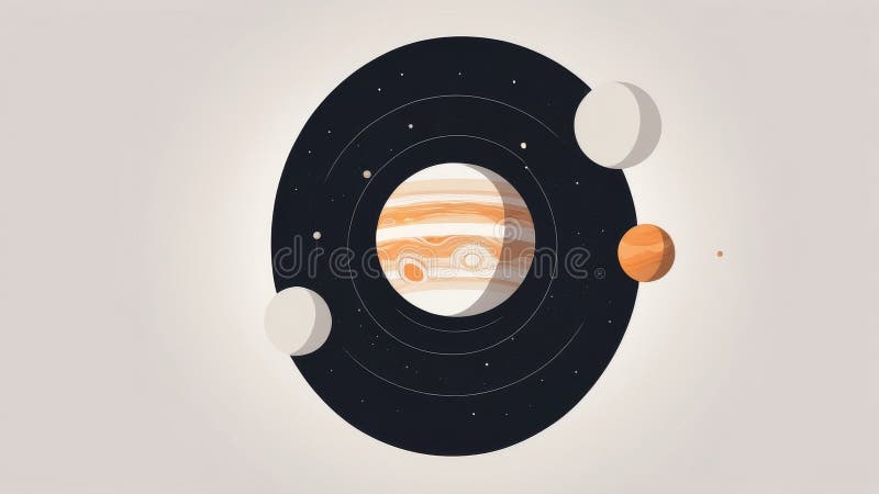 A Stylized Depiction of a Solar System with Jupiter at the Center Stock ...