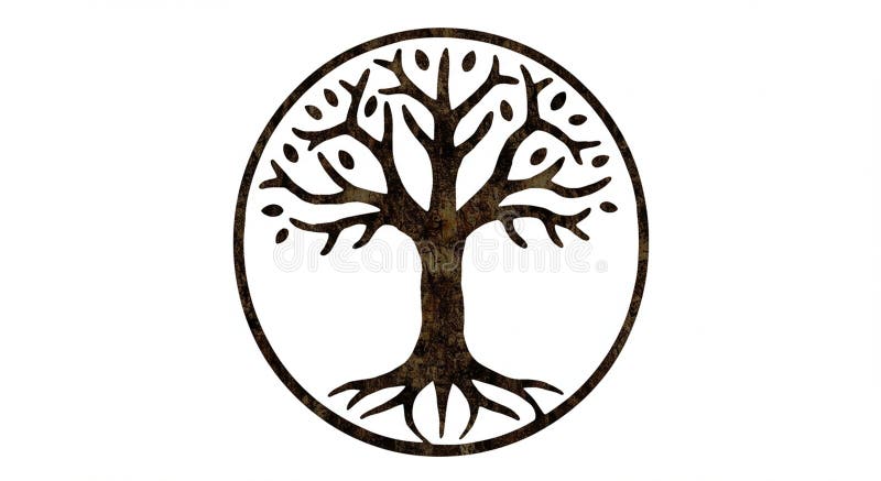 A Stylized Depiction of a Tree is Enclosed within a Circular Border ...