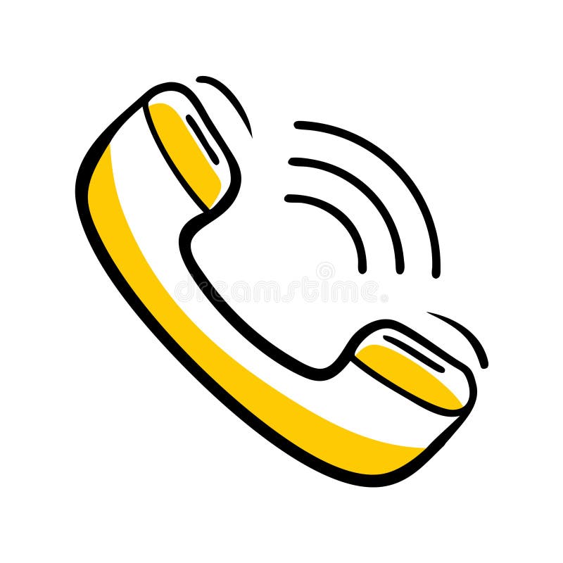 A Stylized Depiction of a Yellow Telephone Handset Stock Photo ...