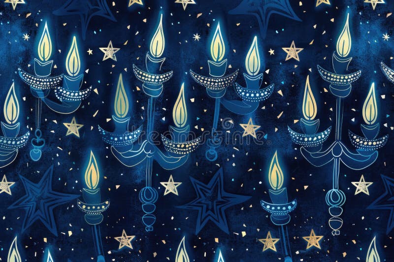 A Stylized Design Featuring Candle Flames and Star Shapes Against a ...