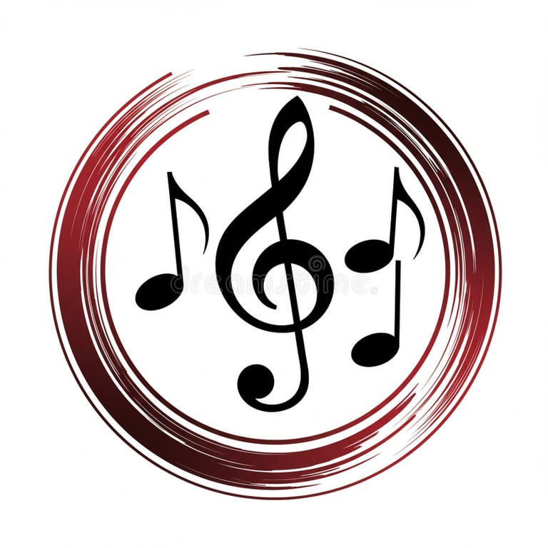A Stylized Design Featuring Three Black Musical Notes, Including a ...