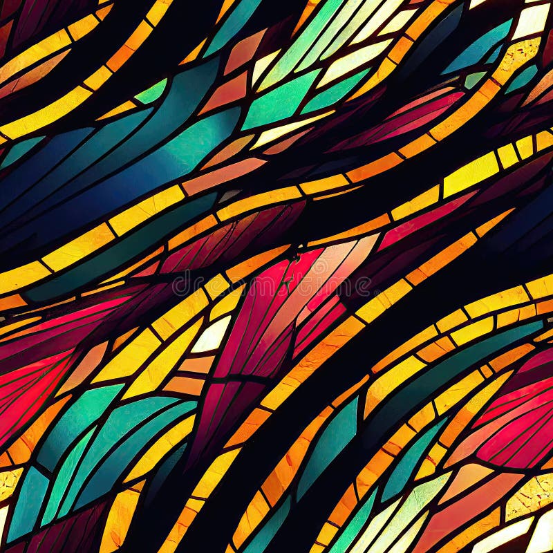 Stylized Design Stained Glass Window Stock Illustration - Illustration ...