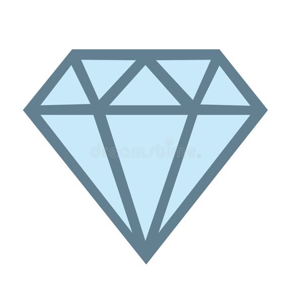 Stylized Diamond Icon Featuring a Minimalist Design with a Blue Outline ...