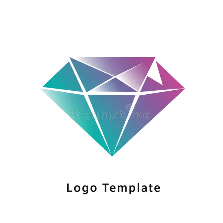Stylized Diamond Logo with Geometric Facets in a Gradient Color Scheme ...