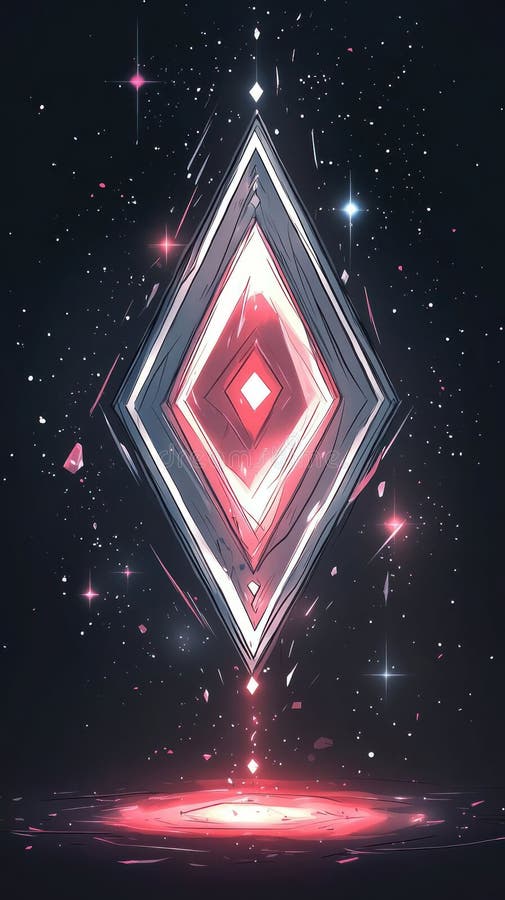 A Stylized Diamond Shape with Glowing Edges and a Cosmic Background ...