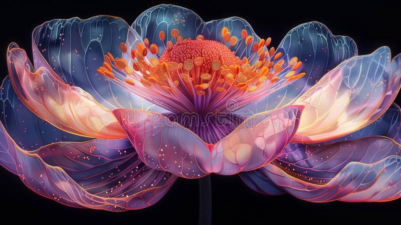 Stylized Digital Art of a Blooming Flower Stock Photo - Image of ...