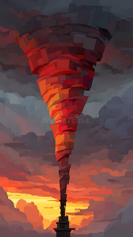 A Stylized Digital Artwork Depicts a Tornado-like Structure Composed of ...