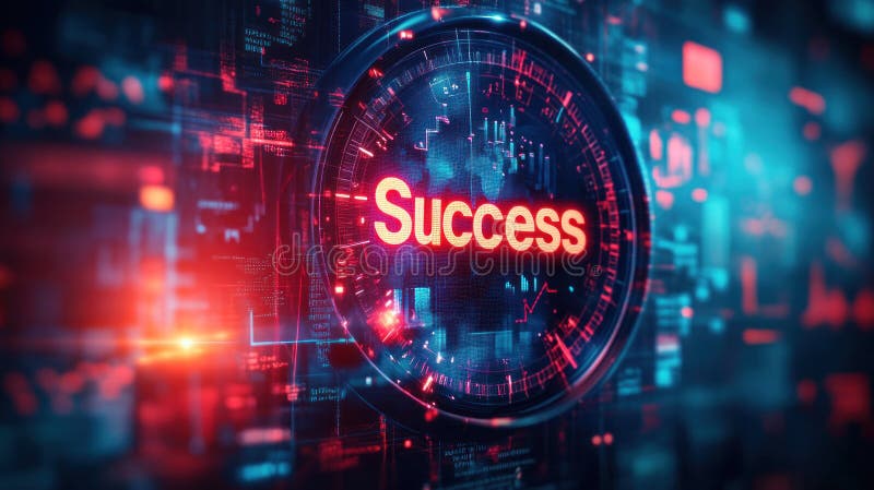 A Stylized Digital Clock Face Displays Word Success, Symbolizing ...