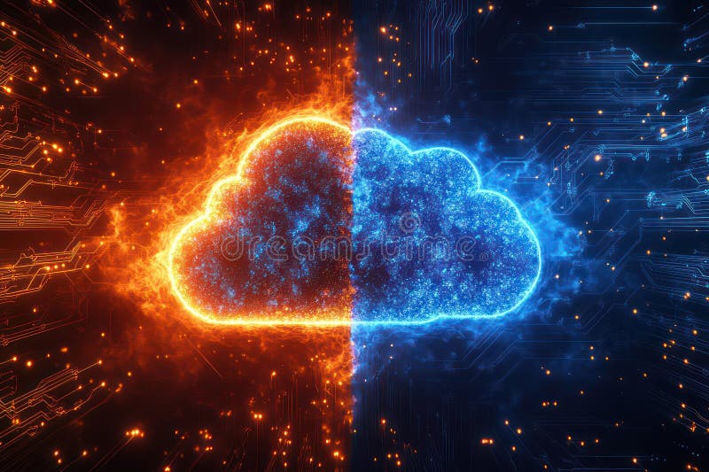 Cloud Icon Made Particles Dual Circuitry Stock Photos - Free & Royalty ...