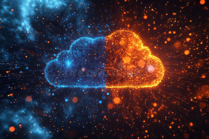 Cloud Icon Made of Particles with Dual Circuitry Stock Image - Image of ...