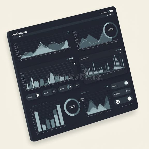 Stylized Digital Dashboard Displaying Various Data Visualizations ...