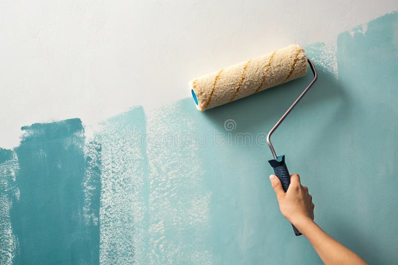 Wall Redecoration with Paint Roller, Background Style Stock Image ...