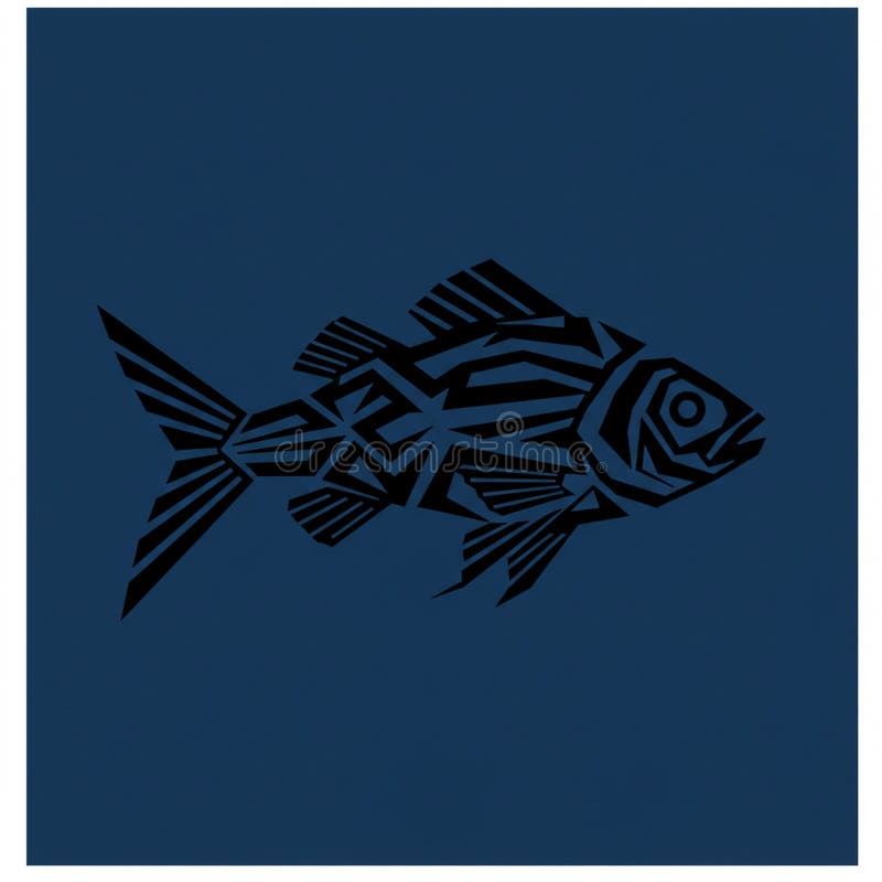 Stylized Digital Fish Illustration Featuring Bold, Geometric Patterns ...