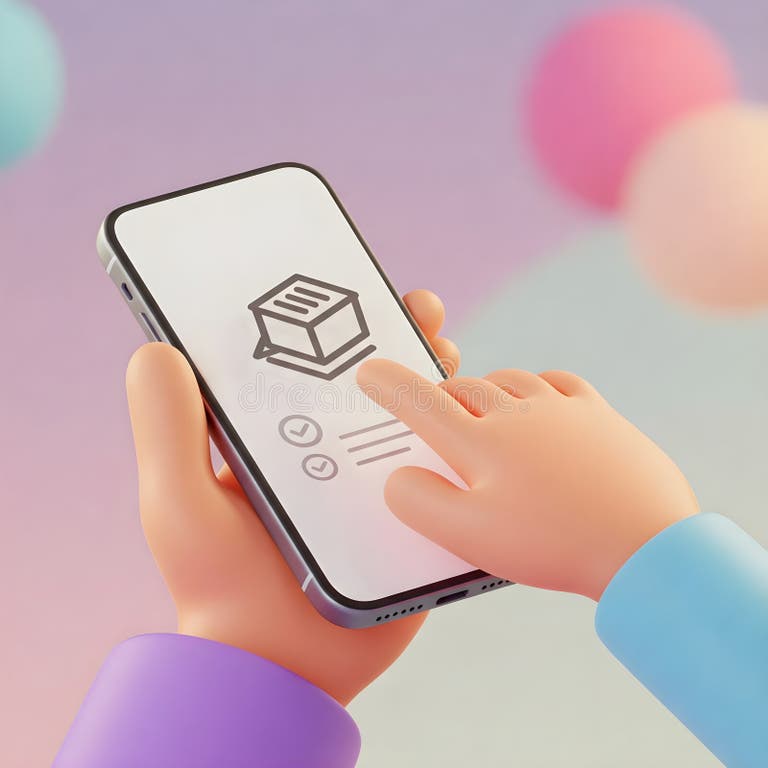 A Stylized Digital Hand Interact with Study Icon on a Phone Stock ...