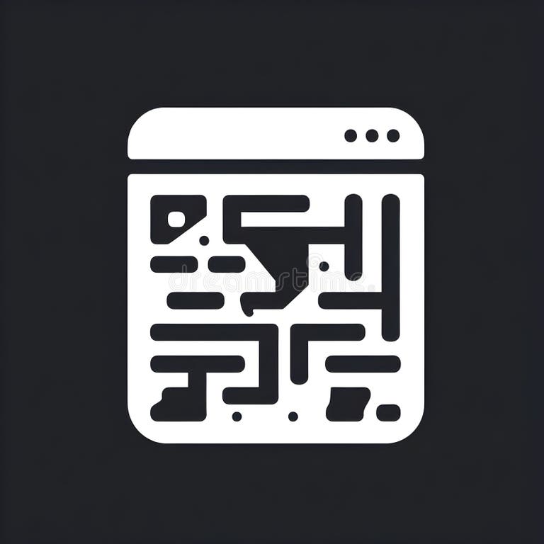 A Stylized Digital Icon of a Web Browser Window with a Maze-like ...