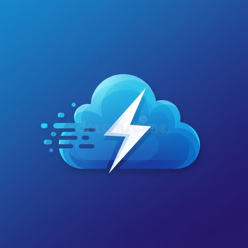 Stylized Digital Illustration of a Blue Cloud with a Bold, White ...
