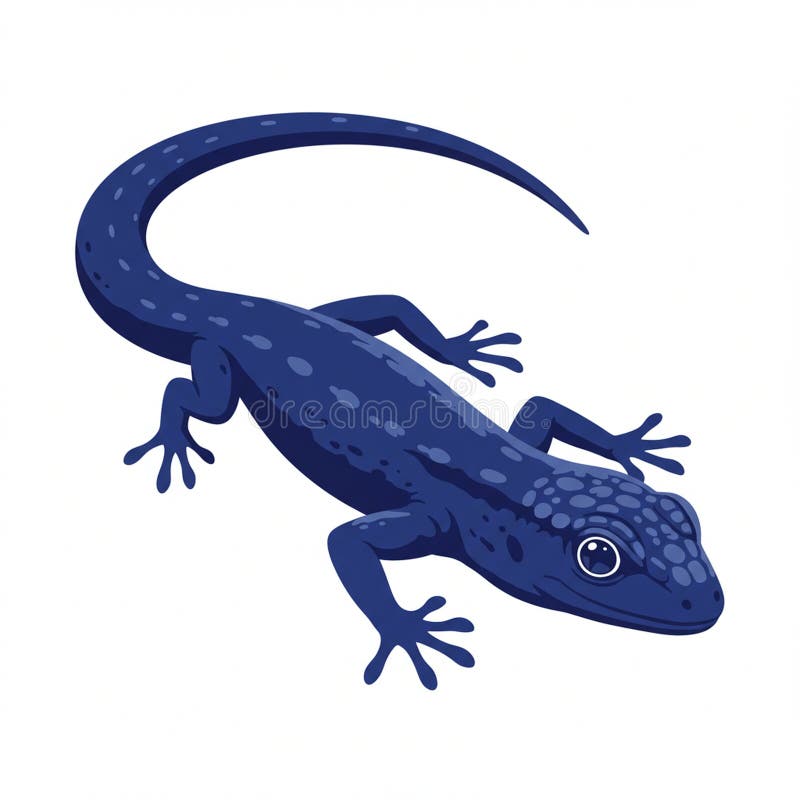 A Stylized Digital Illustration of a Lizard Featuring a Deep Blue ...