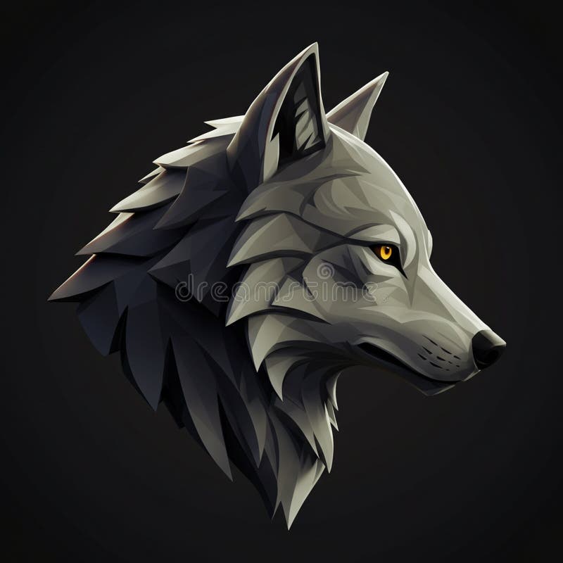 Stylized Digital Illustration of a Wolf Head in Profile, Featuring Sharp Geometric Shapes Stock ...