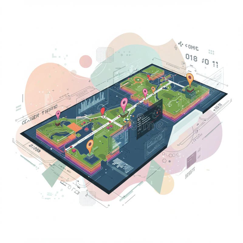 A Stylized Digital World Map Highlighting Major Cities Stock ...