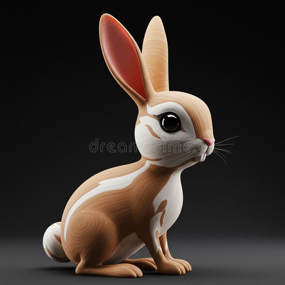 Stylized Digital Rendering of a Rabbit, Showcasing a Sleek Design with ...
