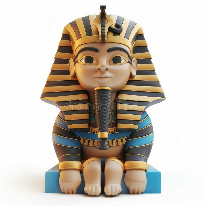 Adorable Cartoon Pharaoh Statue, Egyptian Royalty, Ancient Civilization ...