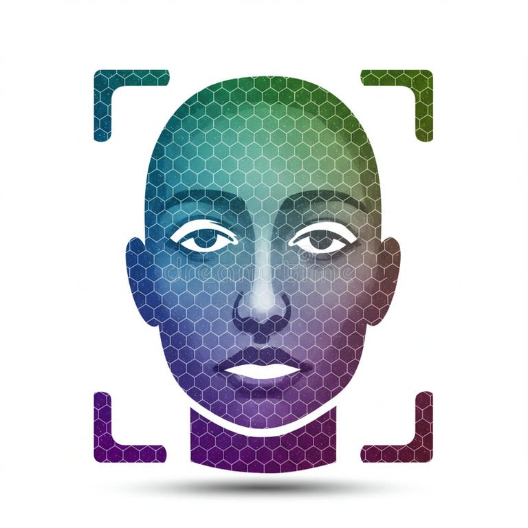 A Stylized Digital Representation of a Human Face with a Hexagonal ...