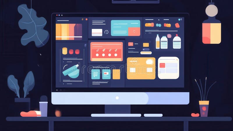 Stylized Digital Screen Displaying Online Grocery Order Summary in a ...