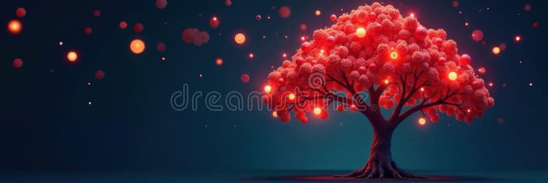 Stylized Digital Tree, Glowing Branches, Email Icons As Fruit ...
