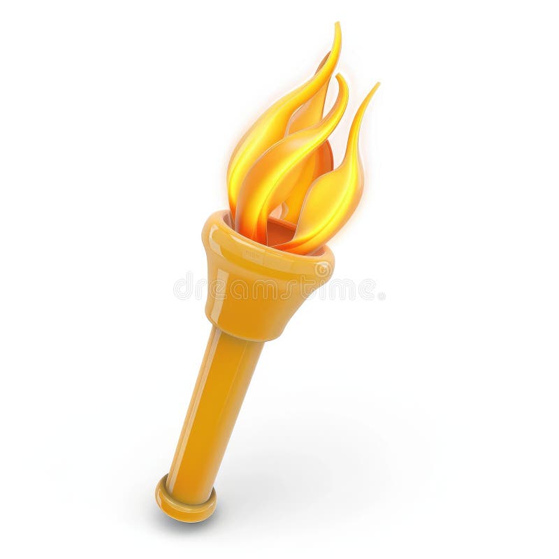 Golden Torch with Bright Flame: 3D Render Stock Illustration ...