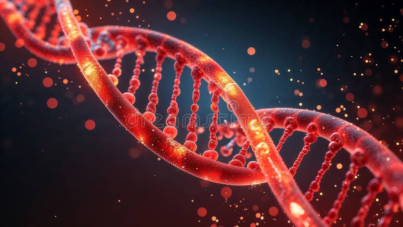 Stylized DNA Double Helix with Glowing Translucent Central Display ...