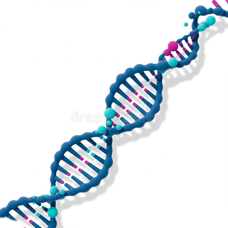 Stylized DNA Double Helix Model with a Wavy Blue Backbone and ...