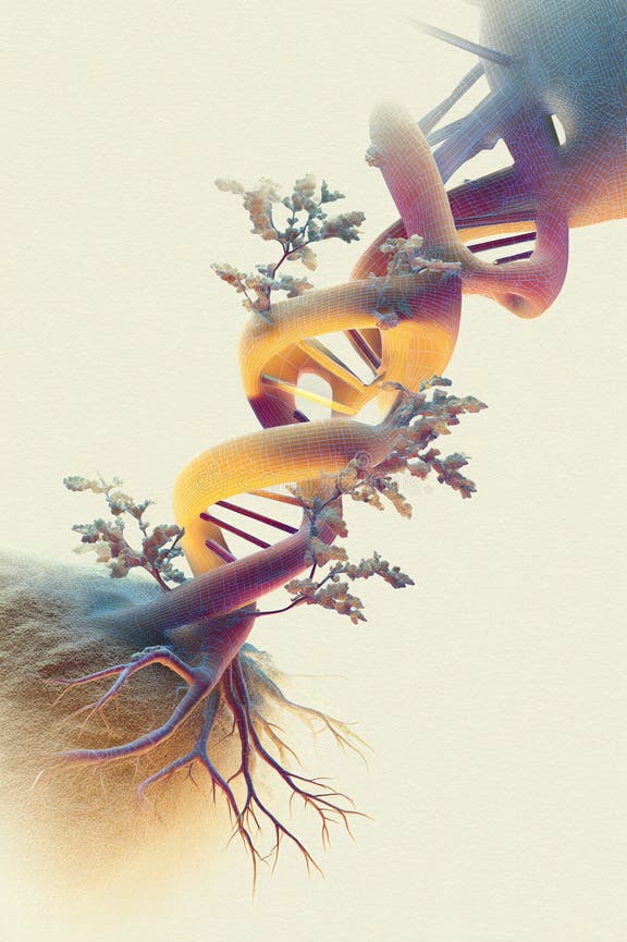 Stylized DNA Strand Evolving into a Tree. Symbolizes Growth, Knowledge, and Life Stock ...