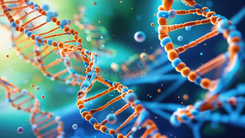 Stylized DNA Strands Floating in Abstract Blurred Background Stock ...
