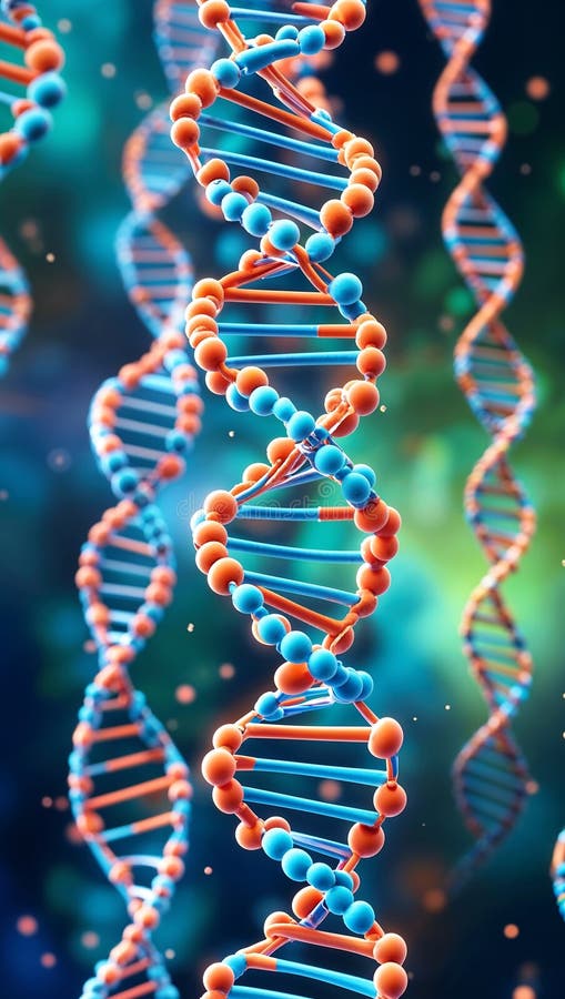 Stylized DNA Strands Floating in Abstract Blurred Background Stock ...