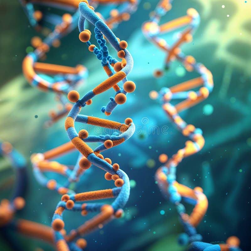 Stylized DNA Strands Floating in Abstract Blurred Background Stock ...