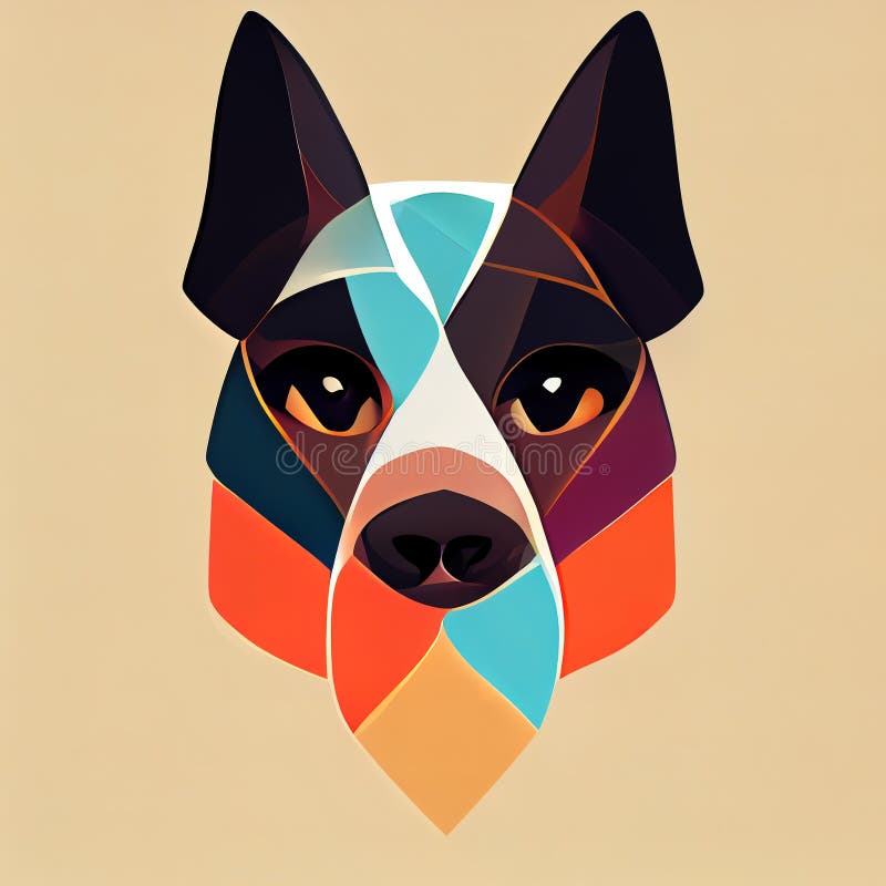 Illustrated Stylized Dog Head. Digital Illustration Based on Render by ...