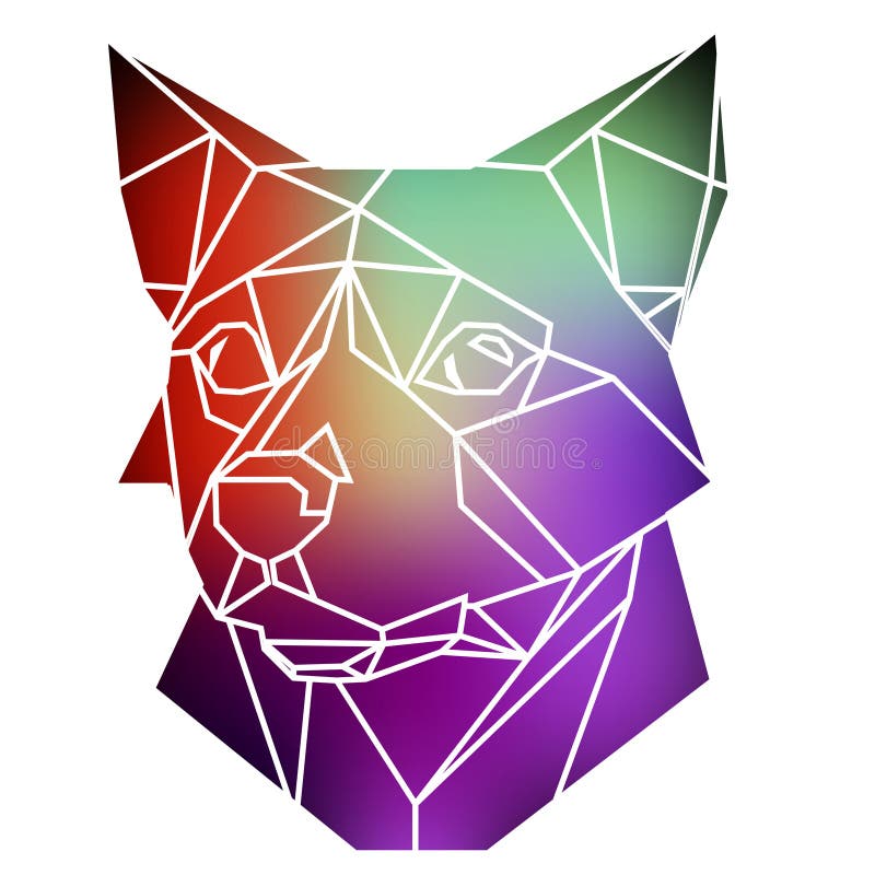 Stylized Dog Head a Geometric Style of Triangles and Different Gradient ...