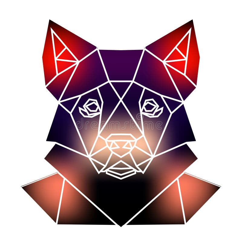 Stylized Dog Head a Geometric Style of Triangles and Different Gradient ...