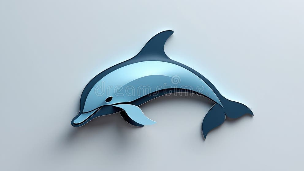 Stylized Dolphin Design in Blue and Silver, Abstract Marine Life ...